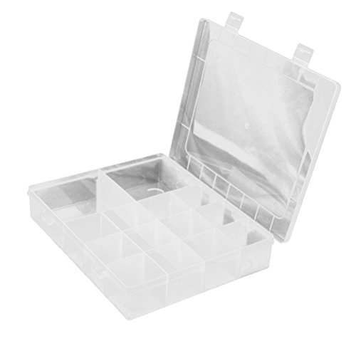 OULII 14-Grid Plastic Jewelry Box Organizer Storage Container Case with Removable Dividers (Transparent)