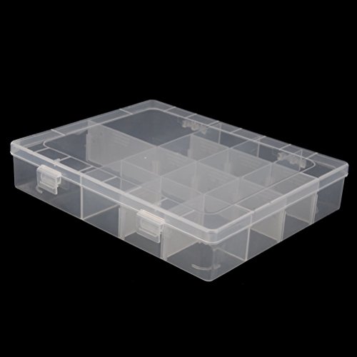 OULII 14-Grid Plastic Jewelry Box Organizer Storage Container Case with Removable Dividers (Transparent)