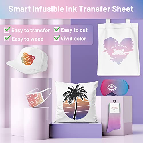 KASYU Smart Matless Infusible Ink Transfer Sheets -12 Sheets 12" x 11.8" Gradient Color Sublimation Transfer Paper for Cricut Mug Press, Silhouette Cameo or Heat Press Machine Transfer Sheets