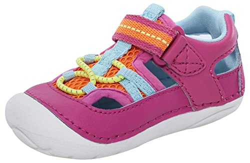 Stride Rite baby girls Soft Motion Tobias First Walker Shoe, Pink Multi, 5.5 Wide Toddler US