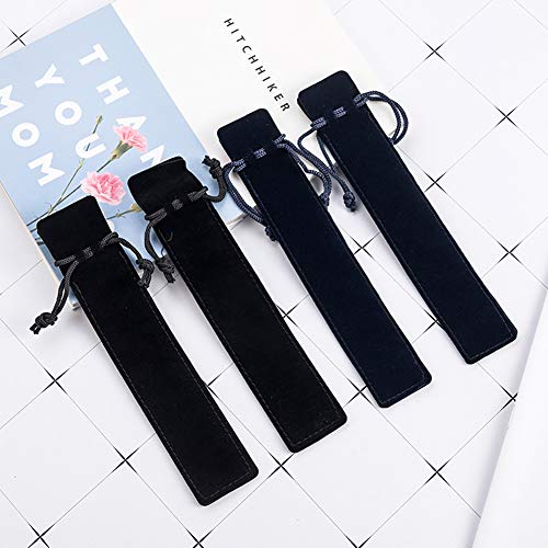 GSHLLO 20 PCS Black Velvet Drawstring Pen Pouch Single Pen Bag Pencil Bag for Pen and Pencil