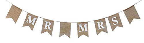 Love is Sweet Sign Banner – Mr and Mrs Burlap Banner Sign Rustic Decoration for Wedding Party Table Photobooth Props Home Wall by Mandala Crafts