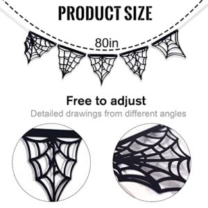 Black Spider web banner - Halloween Decor, Farmhouse Halloween, Spooky, Fall Decor, Spider Web Sign, Spider Web Banner, Halloween Mantel Decor (Spider web wood banner)