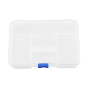 Juvielich Clear Plastic Organizer Box, 5 Fixed Grids Storage Container Jewelry Box for Beads Art DIY Crafts Jewelry Fishing Tackles 5.63"x3.94"x1.18"(LxWxH)