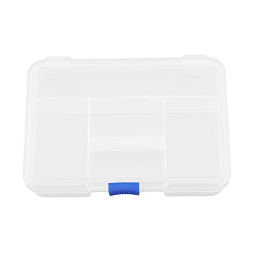 Juvielich Clear Plastic Organizer Box, 5 Fixed Grids Storage Container Jewelry Box for Beads Art DIY Crafts Jewelry Fishing Tackles 5.63"x3.94"x1.18"(LxWxH)