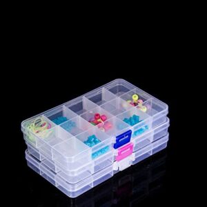 Juvielich Clear Plastic Organizer Box, 5 Fixed Grids Storage Container Jewelry Box for Beads Art DIY Crafts Jewelry Fishing Tackles 5.63"x3.94"x1.18"(LxWxH)