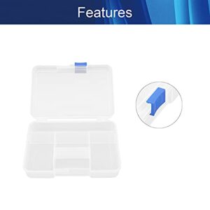 Juvielich Clear Plastic Organizer Box, 5 Fixed Grids Storage Container Jewelry Box for Beads Art DIY Crafts Jewelry Fishing Tackles 5.63"x3.94"x1.18"(LxWxH)