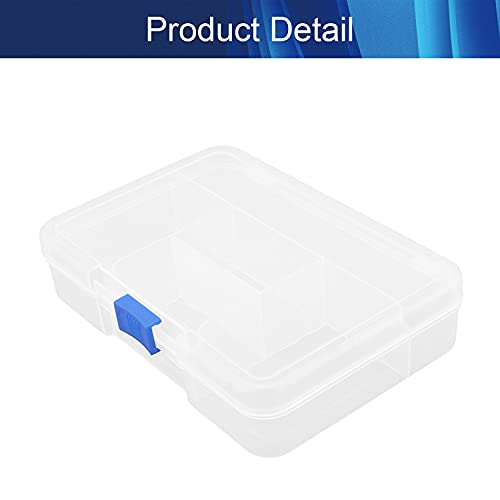 Juvielich Clear Plastic Organizer Box, 5 Fixed Grids Storage Container Jewelry Box for Beads Art DIY Crafts Jewelry Fishing Tackles 5.63"x3.94"x1.18"(LxWxH)