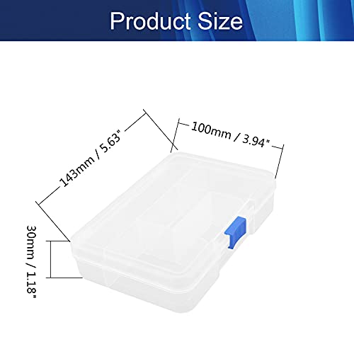 Juvielich Clear Plastic Organizer Box, 5 Fixed Grids Storage Container Jewelry Box for Beads Art DIY Crafts Jewelry Fishing Tackles 5.63"x3.94"x1.18"(LxWxH)