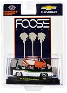 1973 chevy cheyenne super 10 pickup truck black & white w/stripes foose ltd ed to 22000 pcs worldwide 1/64 diecast model car by m2 machines 31500-hs25