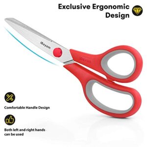 Scissors, iBayam 8" Multipurpose Scissors Bulk 3-Pack, Ultra Sharp Blade Shears, Comfort-Grip Handles, Sturdy Sharp Scissors for Office Home School Sewing Fabric Craft Supplies, Right/Left Hand