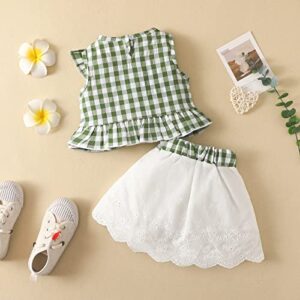 Lamgool Toddler Baby Girls Ruffle Sleeveless Shirt Top + Bowknot Skirt Set Summer Clothes 2 Piece 3T