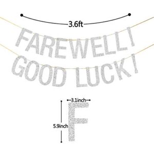 Silver Glitter Farewell! Good Luck! Banner - Goodbye Party Decorations - Farewell / Retirement / Job Change / Relocating / Graduation Party Supplies