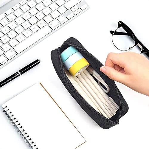 UUYYEO Large Capacity Pencil Pen Case Student Marker Pencil Pouch Small Makeup Cosmetic Bag Office Stationery Organizer for Girls Boys Black