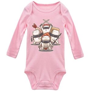 ninja sushi baby long sleeves bodysuit infant boys girls funny crawling clothes c-pink