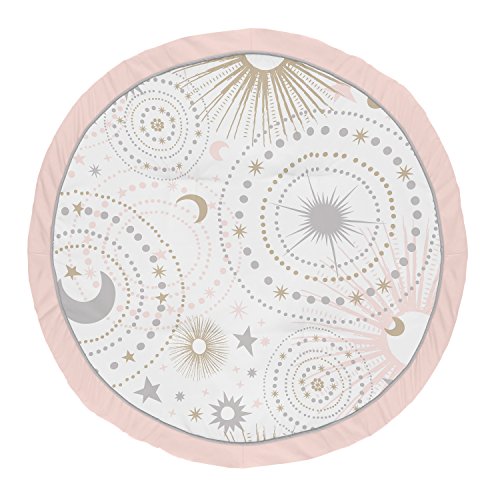 Sweet Jojo Designs Blush Pink, Gold and Grey Star and Moon Playmat Tummy Time Baby and Infant Play Mat for Celestial Collection