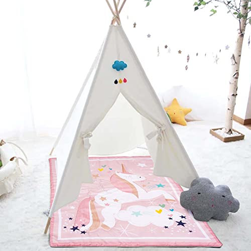 UOMNY Play Mat for Baby Toddler Crawling Mat Washable Playmat 33x42 inch Toddler Playpen Mat Baby Floor Mat for Kids Toddlers Pink Unicorn