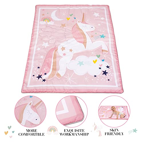 UOMNY Play Mat for Baby Toddler Crawling Mat Washable Playmat 33x42 inch Toddler Playpen Mat Baby Floor Mat for Kids Toddlers Pink Unicorn