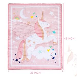 UOMNY Play Mat for Baby Toddler Crawling Mat Washable Playmat 33x42 inch Toddler Playpen Mat Baby Floor Mat for Kids Toddlers Pink Unicorn