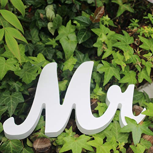 Amajoy Large White Wooden MR & MRS Wedding Sign for Beach Wedding Elegant Sweetheart and Reception Top Table Sign Decorative Letters for Wedding Shower