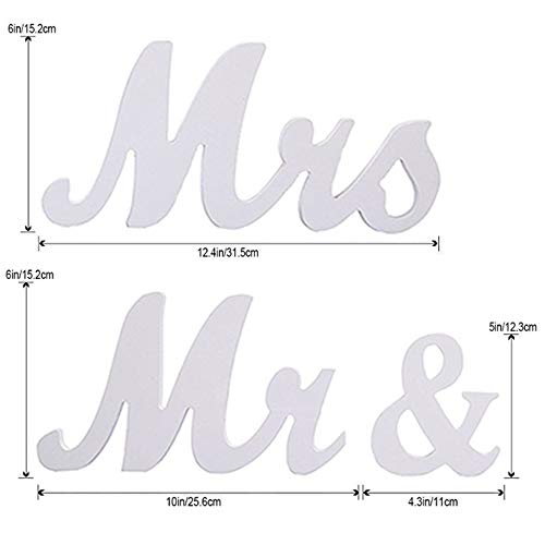 Amajoy Large White Wooden MR & MRS Wedding Sign for Beach Wedding Elegant Sweetheart and Reception Top Table Sign Decorative Letters for Wedding Shower