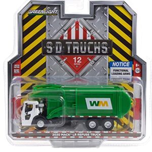 Waste Management 2020 Mack LR Refuse Garbage Truck, White and Green - Greenlight 45120C/48 - 1/64 Scale Diecast Model Toy Car