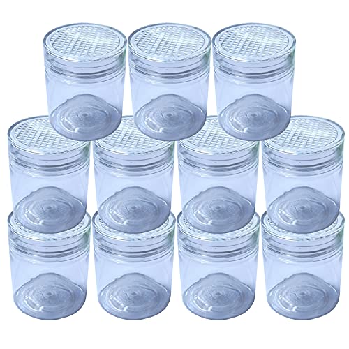 VeleGO 4.7oz (140 ml,15 Pack) Empty Clear Plastic Jars with Diamond Lids and Labels - Round Cosmetic PET Containers for Scrubs,Cream,Paint,Lotions, Butters and More