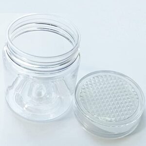 VeleGO 4.7oz (140 ml,15 Pack) Empty Clear Plastic Jars with Diamond Lids and Labels - Round Cosmetic PET Containers for Scrubs,Cream,Paint,Lotions, Butters and More