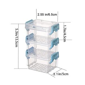 5 Pack Small Plastic Box, SIYOMG 3 Tiers Clear Plastic Organizer with Locking Lids, Small Plastic Storage Containers for Crafts, Stationery, Jewelry, Sewing Accessories Classroom Home Supplies