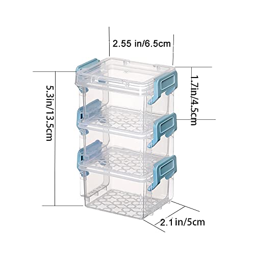 5 Pack Small Plastic Box, SIYOMG 3 Tiers Clear Plastic Organizer with Locking Lids, Small Plastic Storage Containers for Crafts, Stationery, Jewelry, Sewing Accessories Classroom Home Supplies