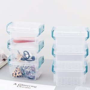 5 Pack Small Plastic Box, SIYOMG 3 Tiers Clear Plastic Organizer with Locking Lids, Small Plastic Storage Containers for Crafts, Stationery, Jewelry, Sewing Accessories Classroom Home Supplies