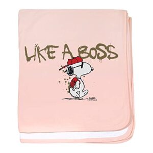 cafepress peanuts snoopy like a boss baby blanket, super soft newborn swaddle