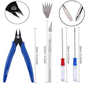 Esoca 16Pcs Gundam Tools Kits Gunpla Tool Set Gundam Model Kit Tool Gundam Modeler Tools Bandai Tool Kit Gundam Basic Tools Set for Airplane Car Model Hobby Building