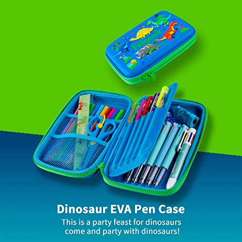 3D Cartoon Cute Pencil Case Dinosaur Pencil Bag Medium Portable Multifunctional Pencil Bag with Compartment boys and girls Children Teens (Blue Dinosaur) (023)