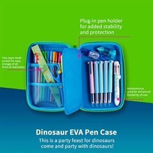 3D Cartoon Cute Pencil Case Dinosaur Pencil Bag Medium Portable Multifunctional Pencil Bag with Compartment boys and girls Children Teens (Blue Dinosaur) (023)