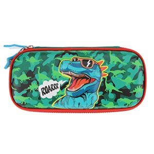 3d cartoon cute pencil case pencil bag medium portable multifunctional pencil bag with compartment boys and girls children teens (green tyrannosaurus) (023)