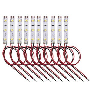 DD01WM 10pcs Pre Wired White Strip Led 3528 SMD LED Light Self-adhesive Flexible 12V ~ 18V