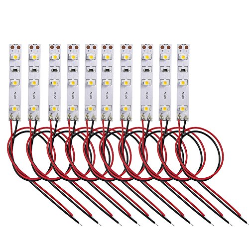 DD01WM 10pcs Pre Wired White Strip Led 3528 SMD LED Light Self-adhesive Flexible 12V ~ 18V