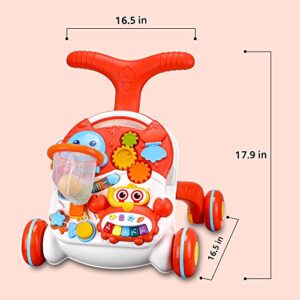 Boqi Sit-to-Stand Learning Walker 2 in 1 Baby Push Walker with Educational Activity Center, Learning Toys for Infant Toddlers Boys and Girls