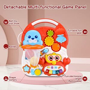 Boqi Sit-to-Stand Learning Walker 2 in 1 Baby Push Walker with Educational Activity Center, Learning Toys for Infant Toddlers Boys and Girls