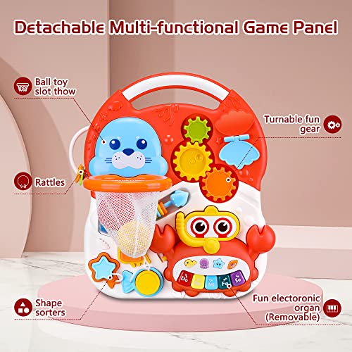 Boqi Sit-to-Stand Learning Walker 2 in 1 Baby Push Walker with Educational Activity Center, Learning Toys for Infant Toddlers Boys and Girls