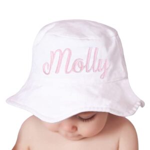 white personalized sun hat for baby and toddler girls(12 to 24 months)