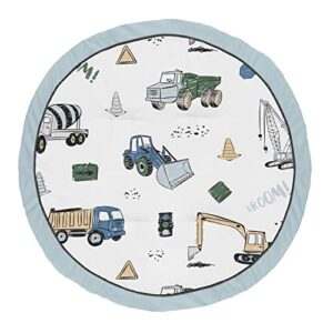 sweet jojo designs construction truck boy baby playmat tummy time infant play mat – grey yellow black blue and green transportation