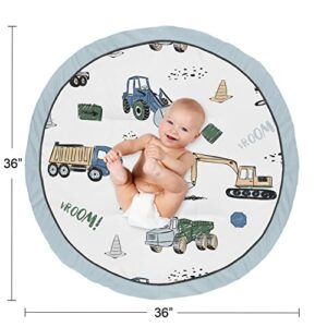 Sweet Jojo Designs Construction Truck Boy Baby Playmat Tummy Time Infant Play Mat - Grey Yellow Black Blue and Green Transportation