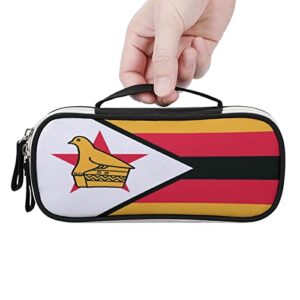 Zimbabwe Flag Pencil Pen Case Portable Pen Bag with Zip Travel Makeup Bag Stationery Organizers for Home Office