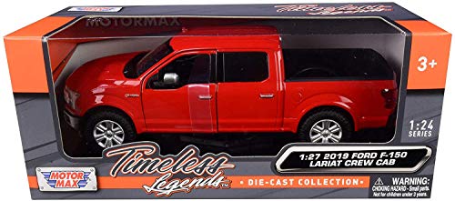 2019 Ford F-150 Lariat Crew Cab Pickup Truck Red 1/24-1/27 Diecast Model Car by Motormax 79363