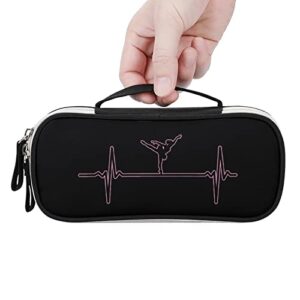 Ballet Heartbeat Pencil Pen Case Portable Pen Bag with Zip Travel Makeup Bag Stationery Organizers for Home Office