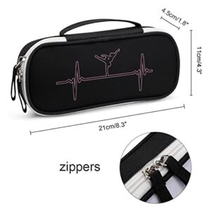 Ballet Heartbeat Pencil Pen Case Portable Pen Bag with Zip Travel Makeup Bag Stationery Organizers for Home Office