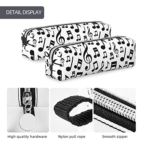 Music Notes Seamless Small Pencil Case Simple Pen Pouch Carrying Box for Adult With Smooth Zipper Durable Lightweight for Office Organizer Storage Bag