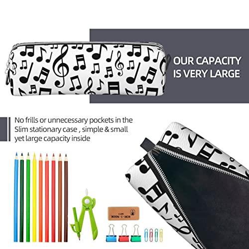 Music Notes Seamless Small Pencil Case Simple Pen Pouch Carrying Box for Adult With Smooth Zipper Durable Lightweight for Office Organizer Storage Bag